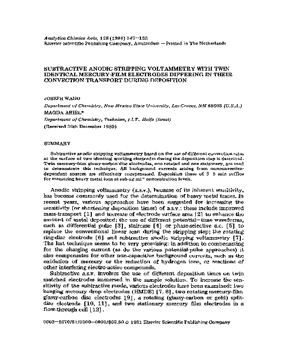 (PDF) Subtractive anodic stripping voltammetry with flow injection analysis