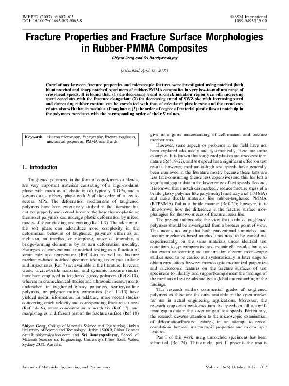 (PDF) Fracture Properties and Fracture Surface Morphologies in Rubber ...