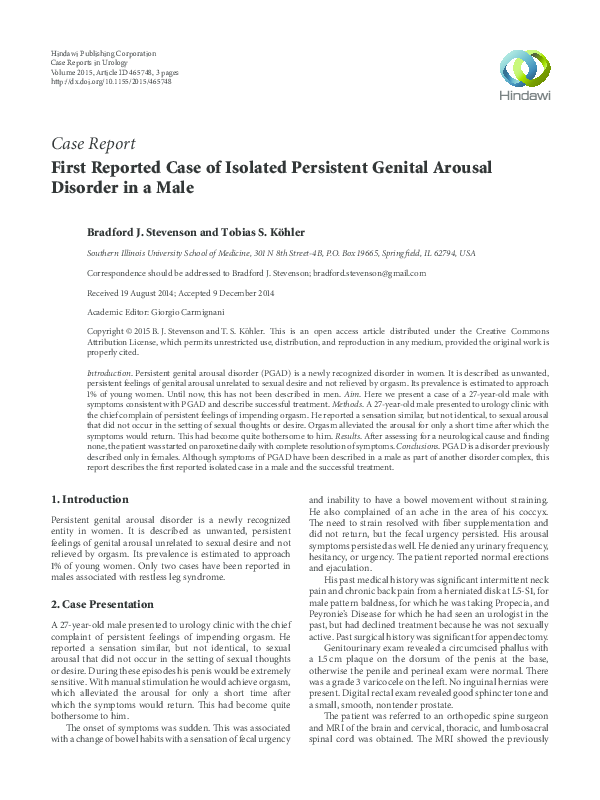 (PDF) First Reported Case of Isolated Persistent Genital Arousal ...