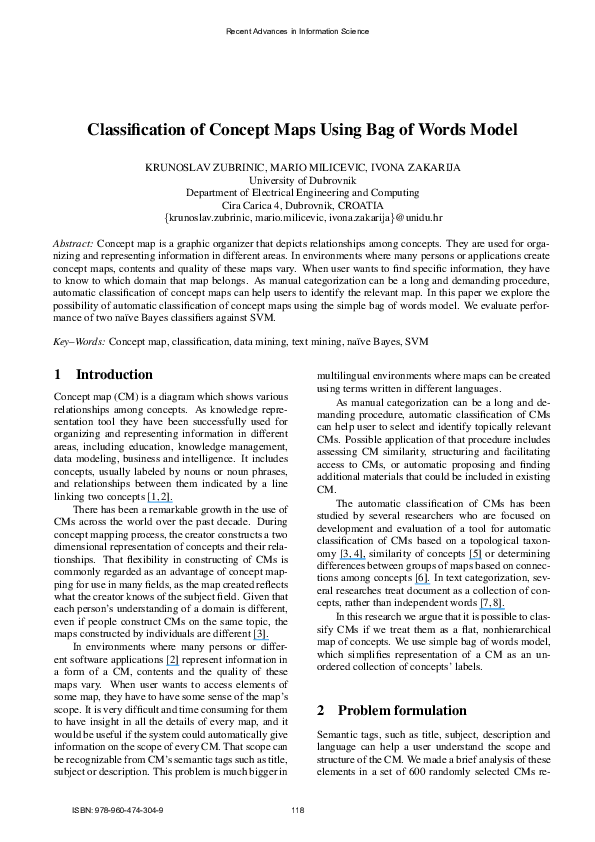 (PDF) Classification of Concept Maps Using Bag of Words Model
