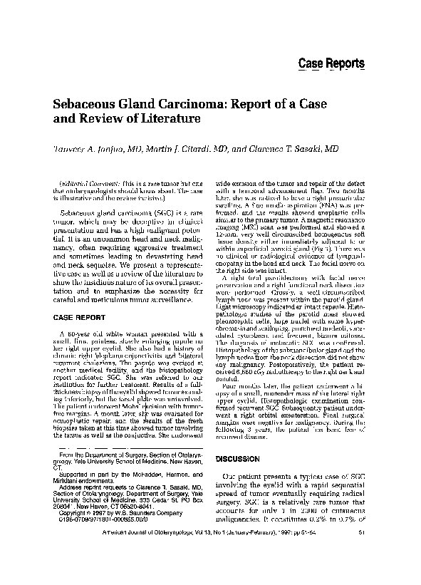 (PDF) Sebaceous gland carcinoma: Report of a case and review of literature