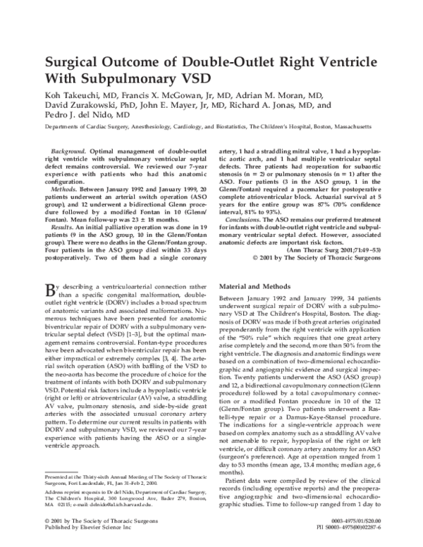 (PDF) Surgical outcome of double-outlet right ventricle with ...