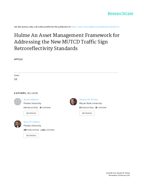 (PDF) Hulme An Asset Management Framework for Addressing the New MUTCD ...