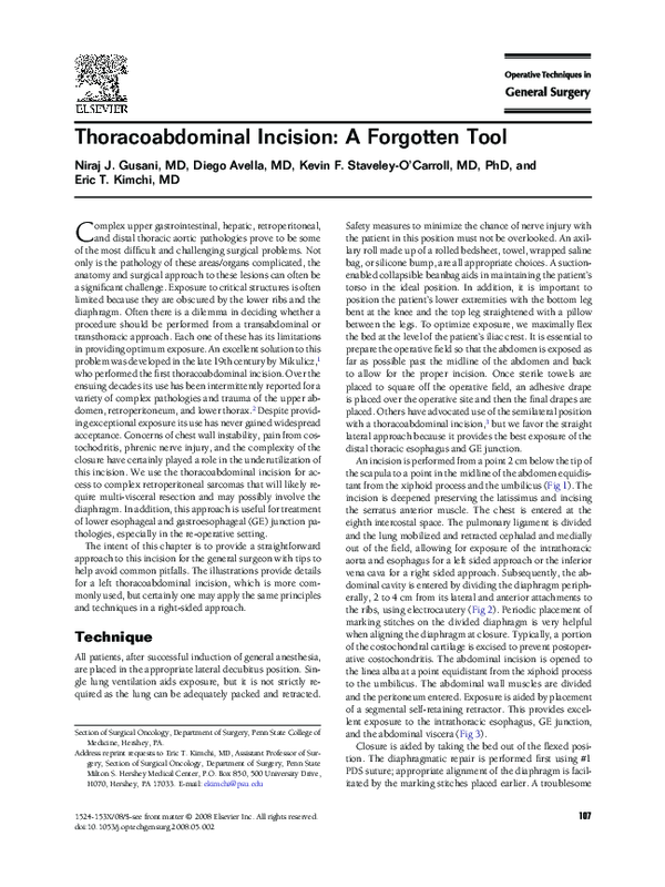 (PDF) Thoracoabdominal Incision: A Forgotten Tool