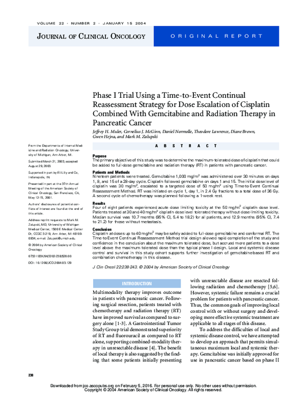 (PDF) Phase I Trial Using a Time-to-Event Continual Reassessment Strategy for Dose Escalation of ...
