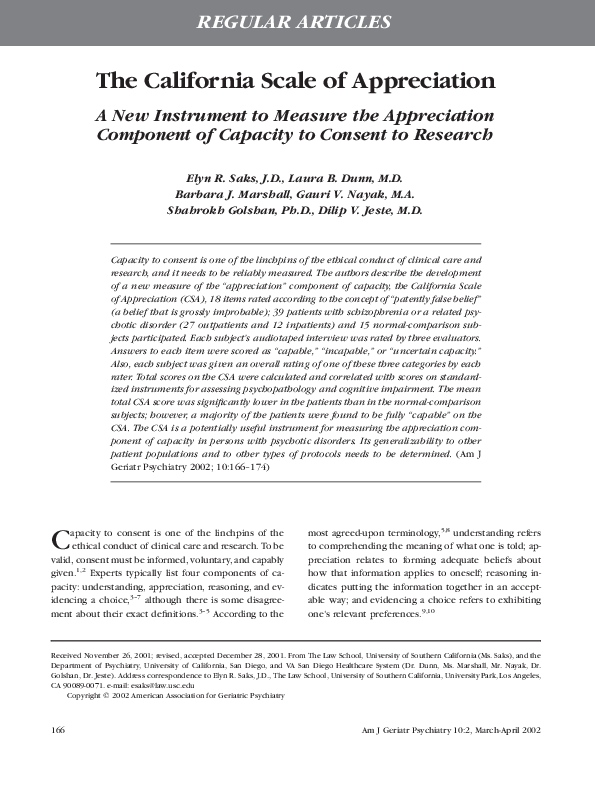 (PDF) The California Scale of Appreciation: a new instrument to measure ...