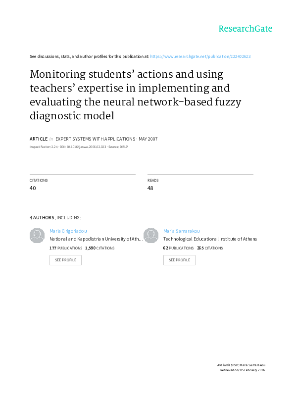 (PDF) Monitoring students’ actions and using teachers’ expertise in implementing and evaluating ...