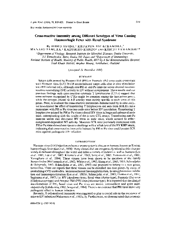 (PDF) Cross-reactive Immunity among Different Serotypes of Virus Causing Haemorrhagic Fever with ...