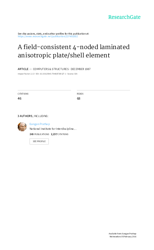 (PDF) A field-consistent, four-noded, laminated, anisotropic plate ...