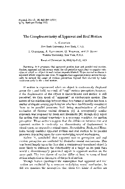 (PDF) The complementarity of apparent and real motion