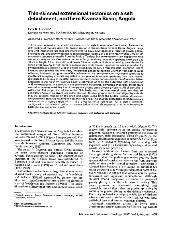 (PDF) Thin-skinned extensional tectonics on a salt detachment, northern ...