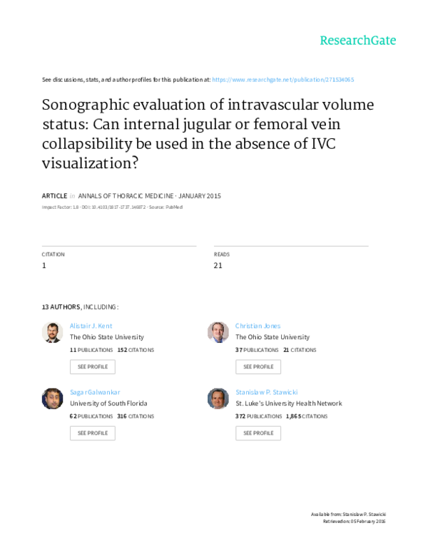 (PDF) Sonographic evaluation of intravascular volume status: Can ...