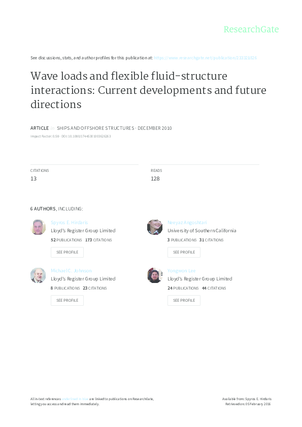 (PDF) Wave loads and flexible fluid-structure interactions: current developments and future ...
