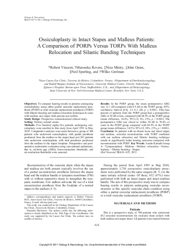 (PDF) Ossiculoplasty in Intact Stapes and Malleus Patients: A ...