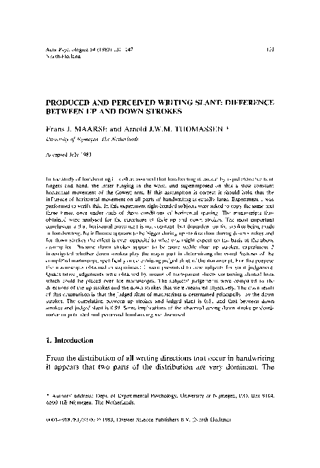 (PDF) Produced and perceived writing slant: Difference between up and ...