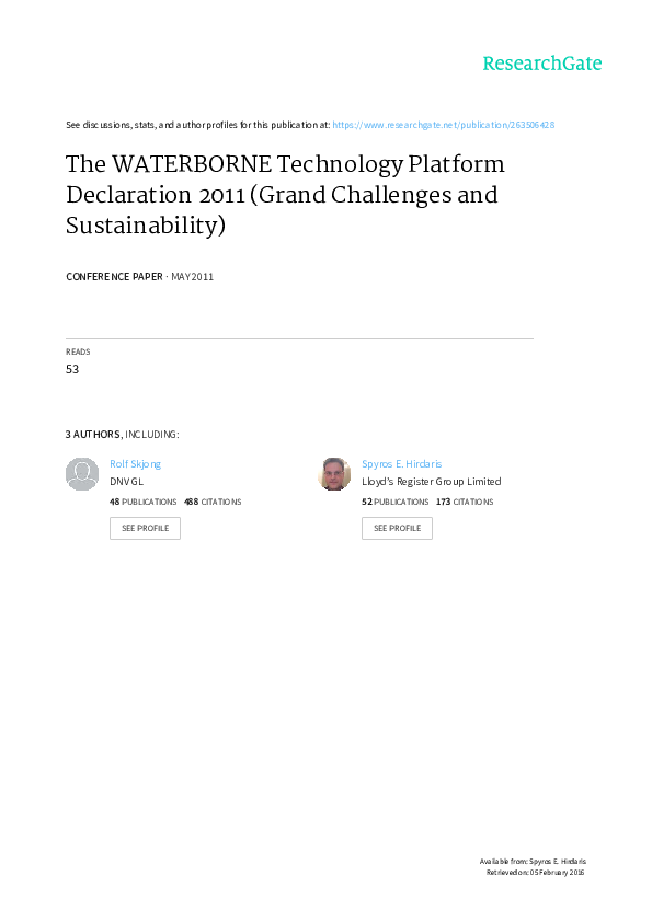 (PDF) The WATERBORNE Technology Platform Declaration 2011 (Grand ...