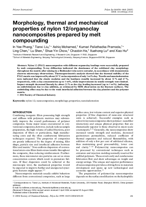 (PDF) Morphology, Thermal and Mechanical Properties of Poly (propylene ...