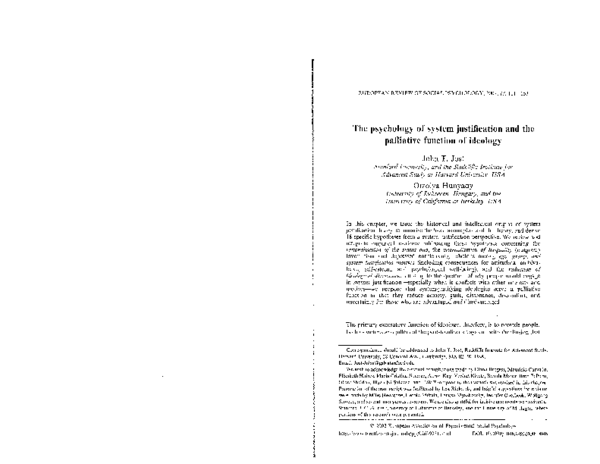 (PDF) The psychology of system justification and the palliative ...