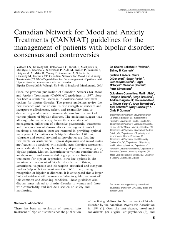 (PDF) Canadian Network for Mood and Anxiety Treatments (CANMAT) and ...