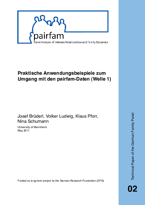(PDF) Praktische Anwendungsbeispiele zum Umgang mit den pairfam-Daten (Welle 1)