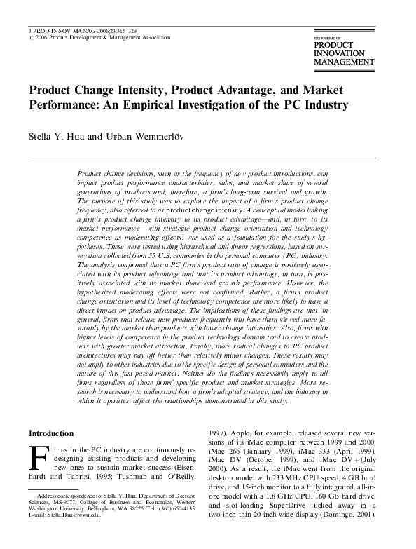 (PDF) Product Change Intensity, Product Advantage, and Market ...