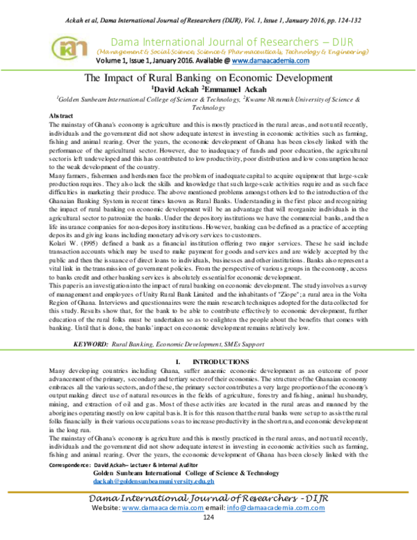 (PDF) The Impact of Rural Banking on Economic Development