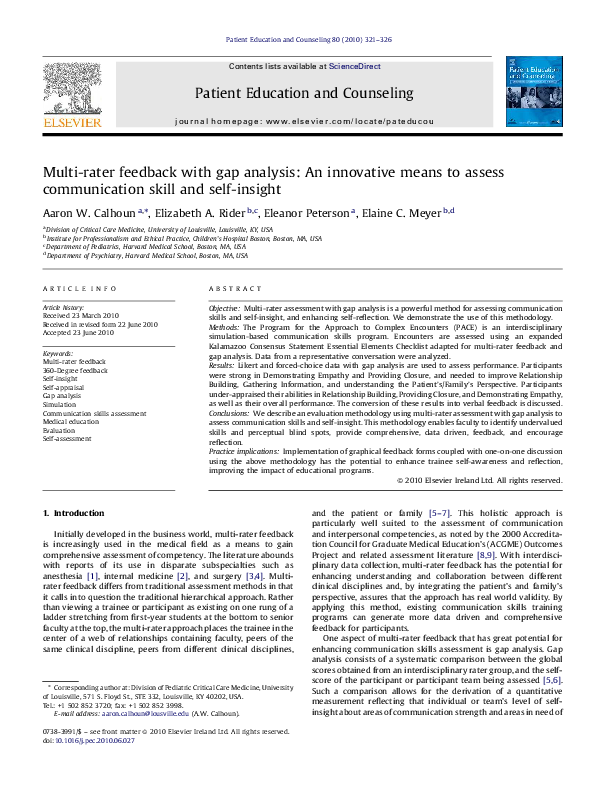 (PDF) Multi-rater feedback with gap analysis: An innovative means to ...