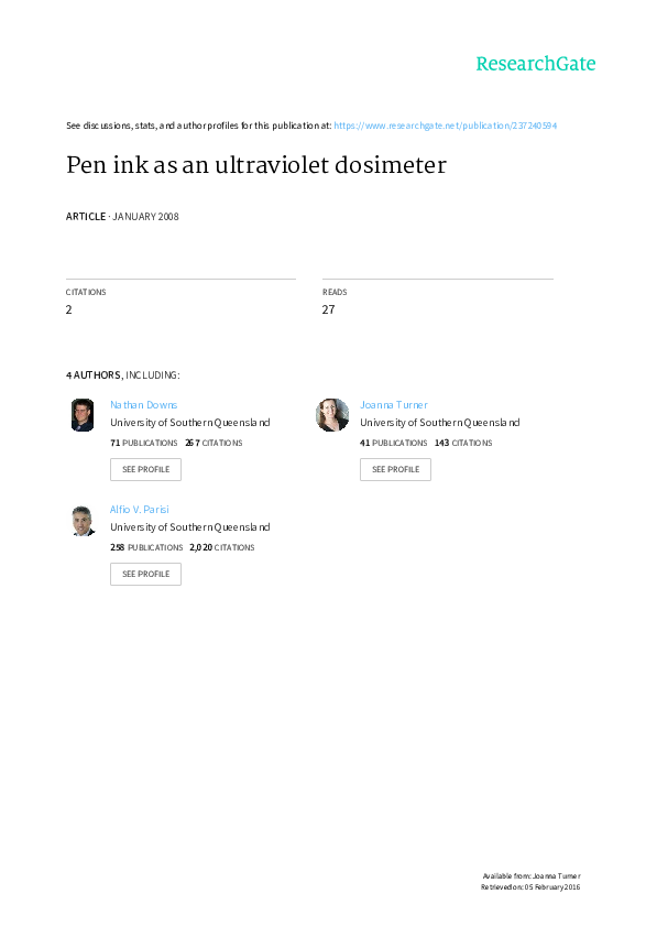 (PDF) Pen ink as an ultraviolet dosimeter