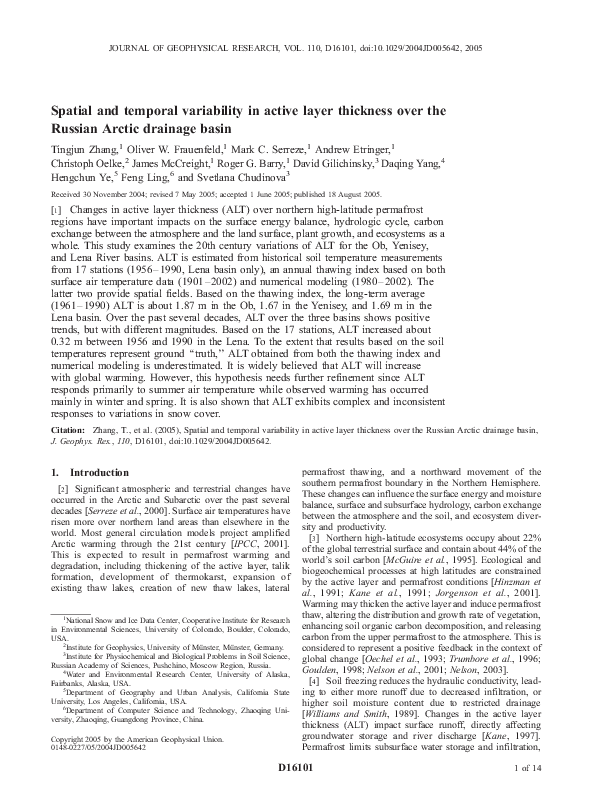 (PDF) Spatial and temporal variability in active layer thickness over the Russian Arctic ...