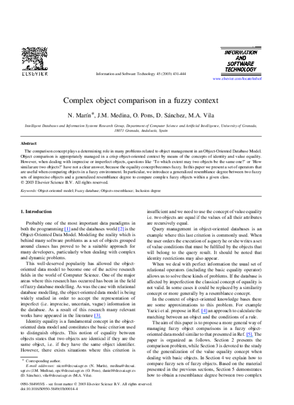 (PDF) Complex object comparison in a fuzzy context