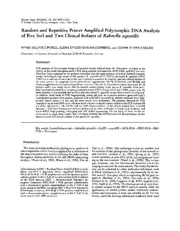 (PDF) Random and Repetitive Primer Amplified Polymorphic DNA Analysis ...