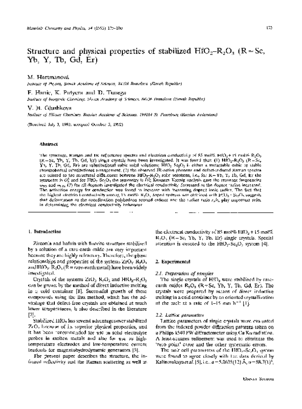 (PDF) Structure and physical properties of stabilized HfO2-R2O3 (R = Sc ...
