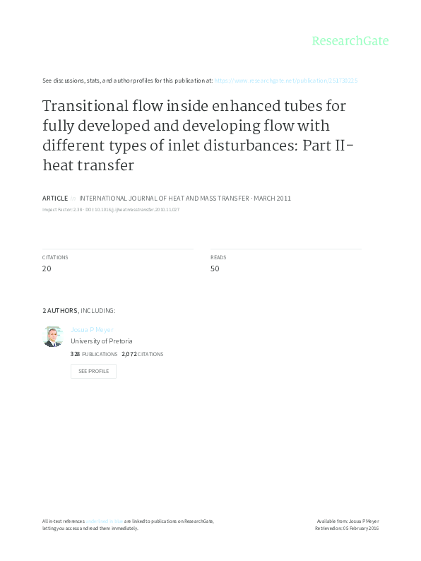 (PDF) Transitional flow inside enhanced tubes for fully developed and ...