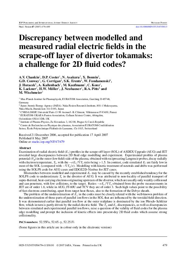 (PDF) Discrepancy between modelled and measured radial electric fields ...