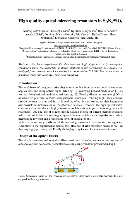 (PDF) High quality optical microring resonators in Si3N4/SiO2