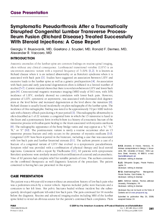 (PDF) Symptomatic Pseudarthrosis After a Traumatically Disrupted ...