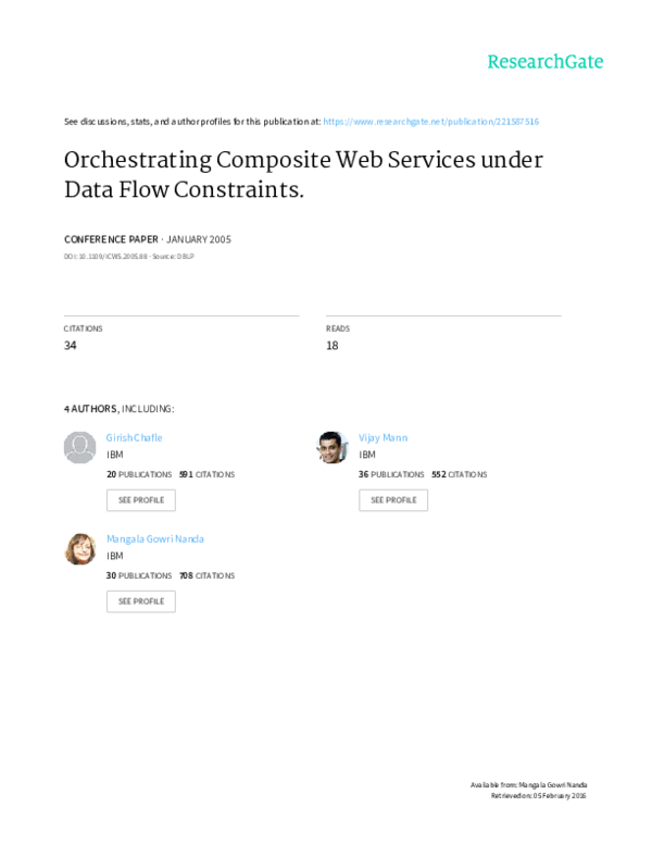 Pdf Orchestrating Composite Web Services Under Data Flow Constraints