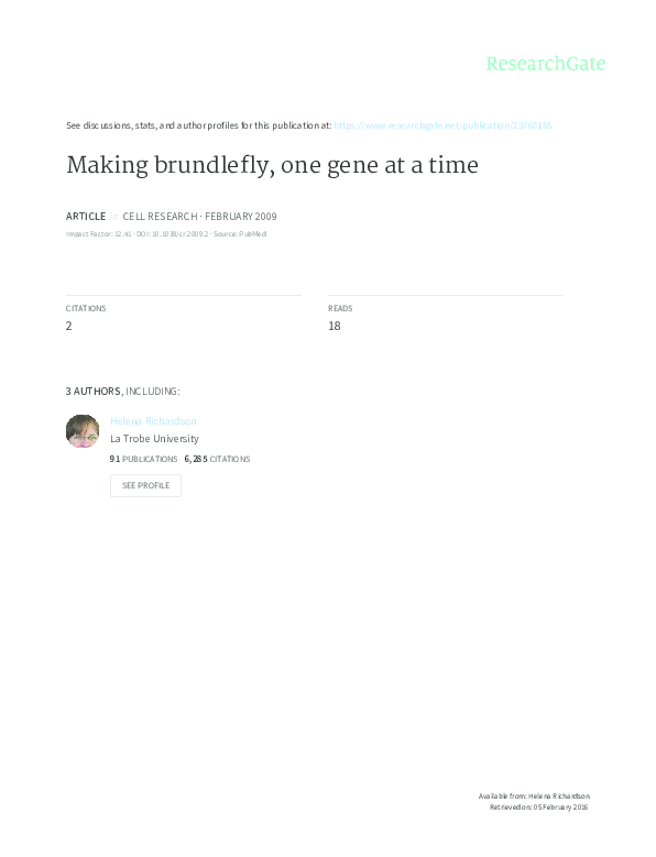 (PDF) Making brundlefly, one gene at a time