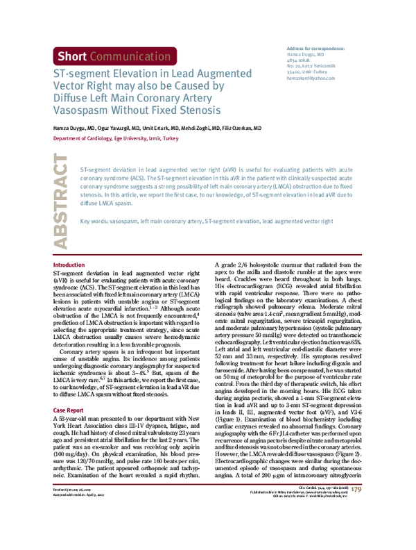 (PDF) ST-segment Elevation in Lead Augmented Vector Right may also be ...