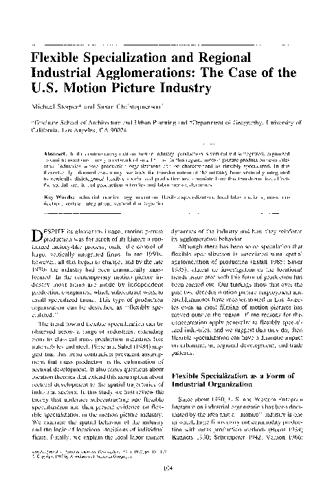 (PDF) Flexible Specialization and Regional Industrial Agglomerations ...