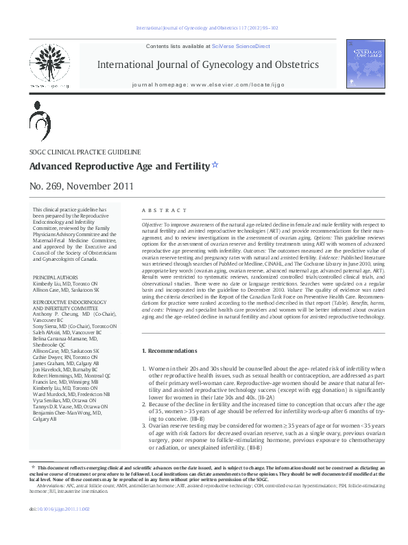 (PDF) Advanced Reproductive Age and Fertility