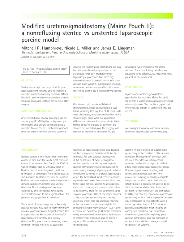 Ureterosigmoidostomy