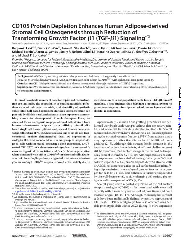 (PDF) CD105 Protein Depletion Enhances Human Adipose-derived Stromal ...