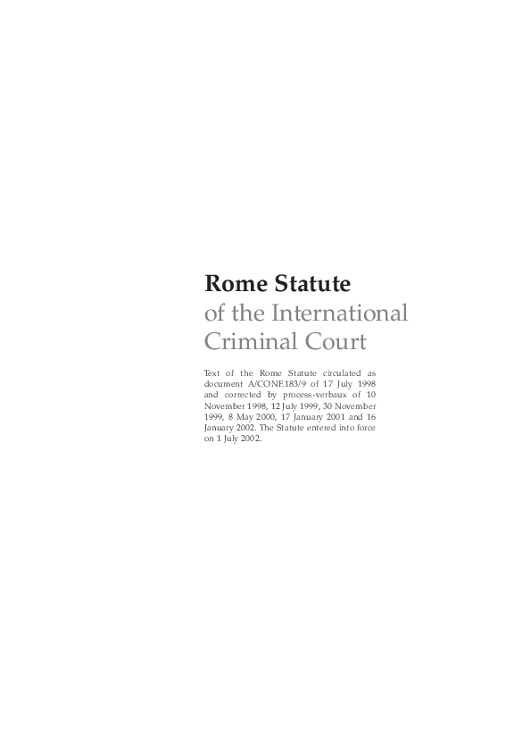 (PDF) Rome Statute of the International Criminal Court