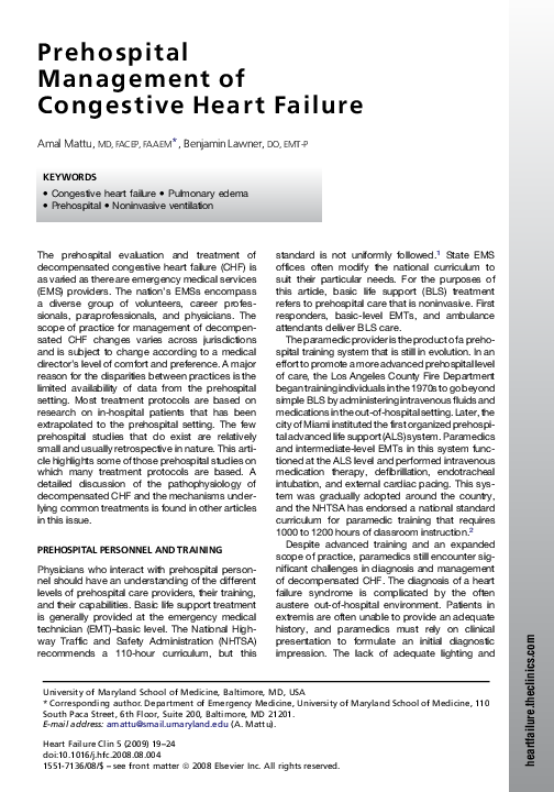 (PDF) Prehospital Management of Congestive Heart Failure