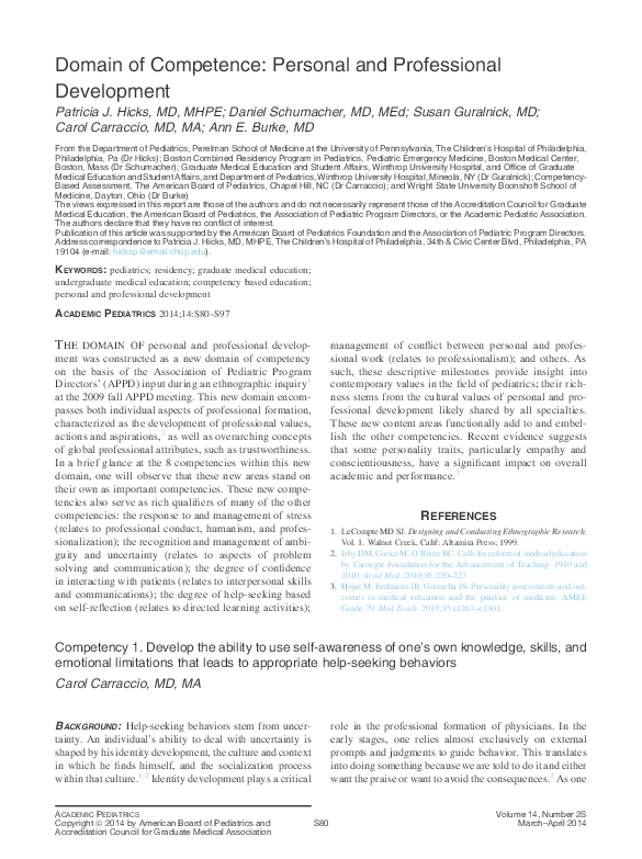 (PDF) Domain of Competence: Personal and Professional Development