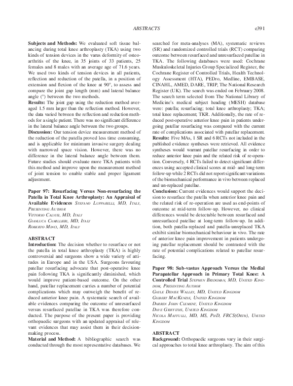 (PDF) Patella Resurfacing in Total Knee Arthroplasty