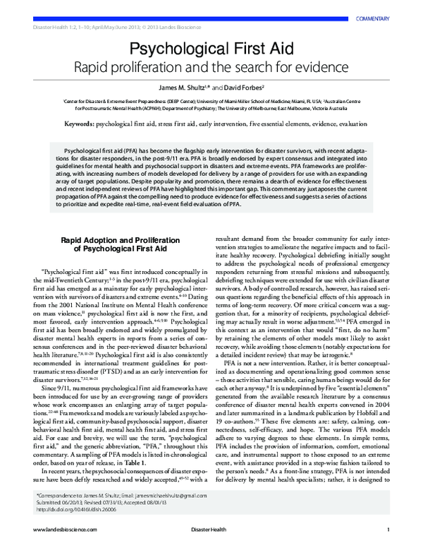 (PDF) Psychological First Aid