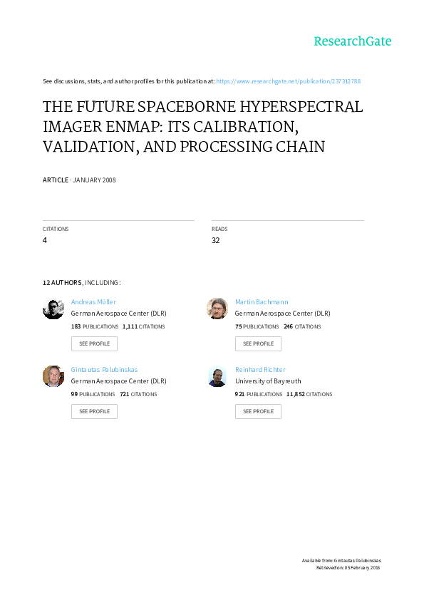 (PDF) THE FUTURE SPACEBORNE HYPERSPECTRAL IMAGER ENMAP: ITS IN-FLIGHT ...