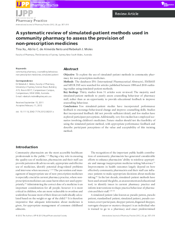 (PDF) A systematic review of simulated-patient methods used in ...